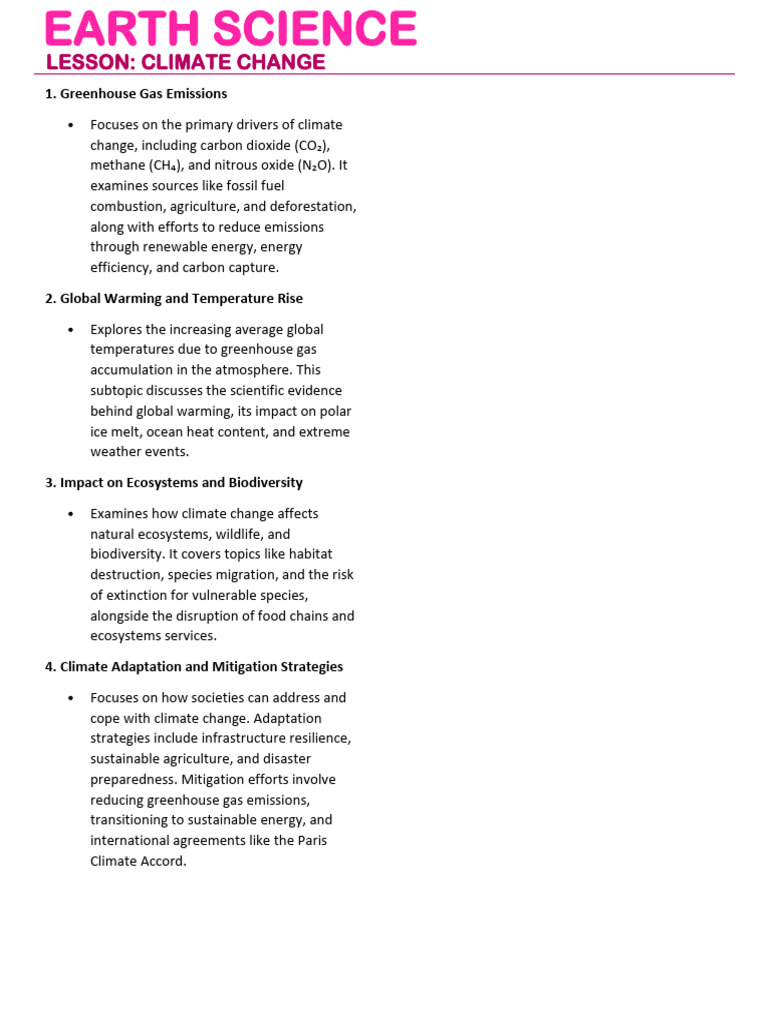 EarthSci - Climate Change | PDF