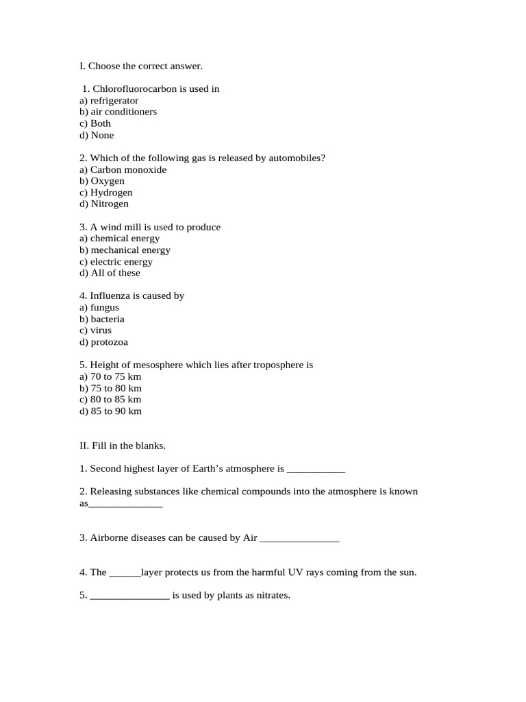 Environmental Science Quiz Questions | PDF