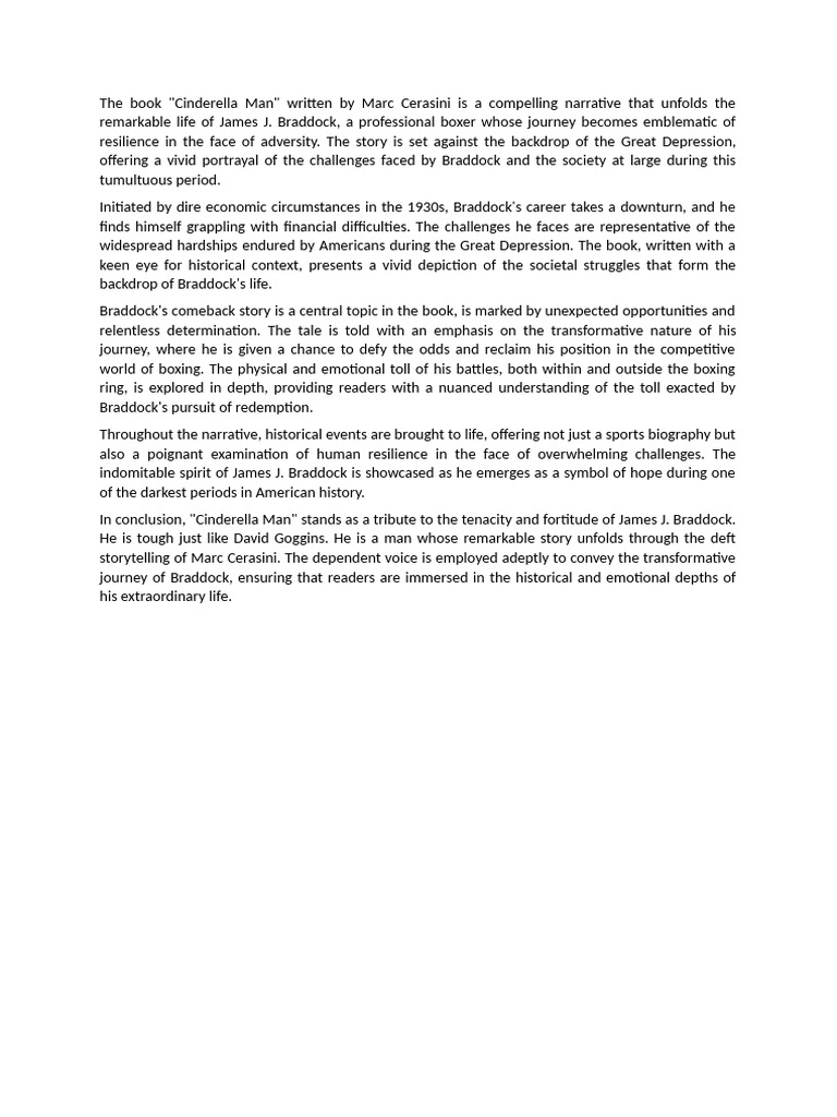 Summary of A Cinderella Man | PDF