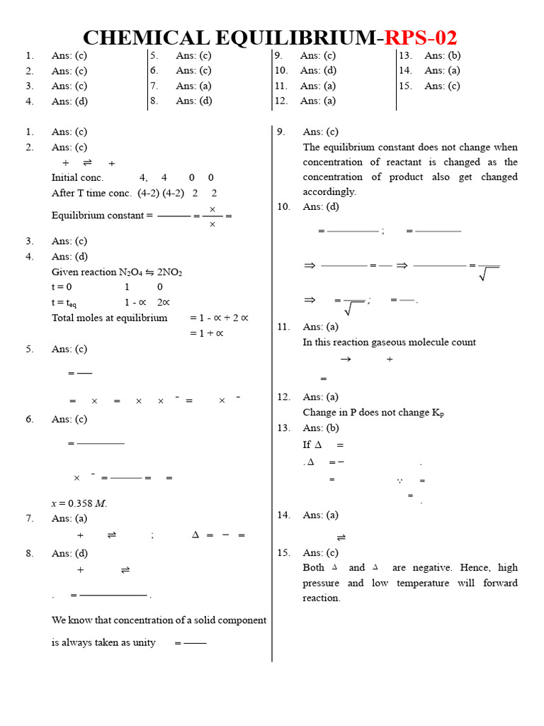 Chemical Equilibrium - RPS-02-Sol | PDF | Chemical Equilibrium | Thermodynamics