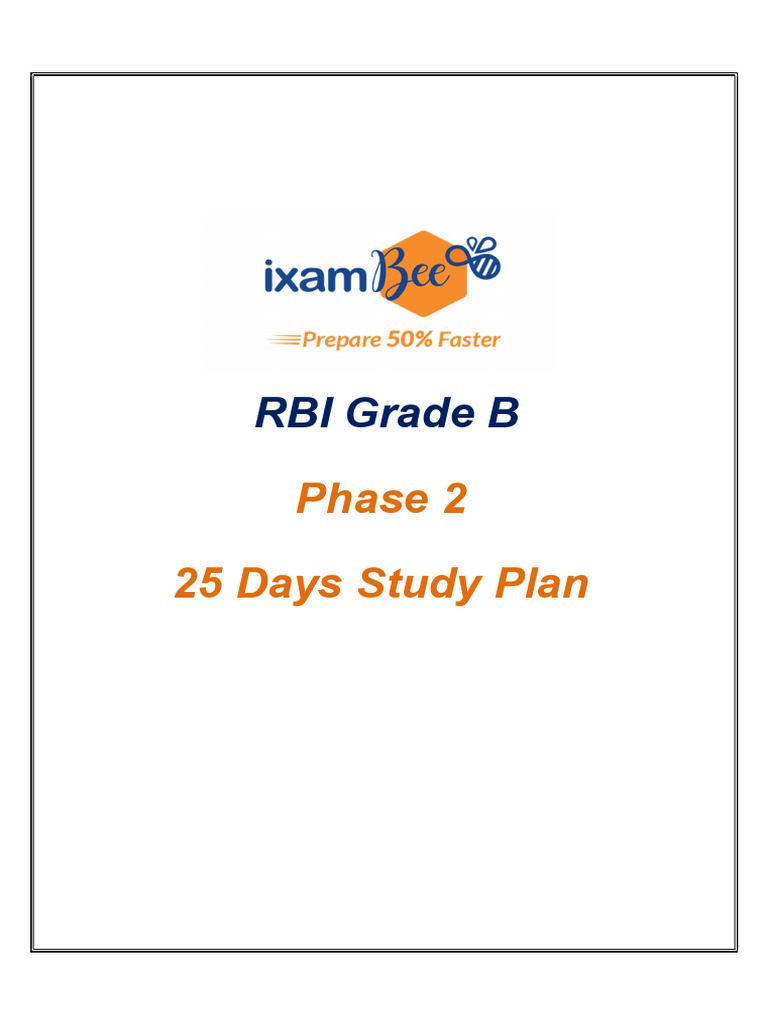 RBI Grade B Phase 2 25 Days Study Plan | PDF | Economies