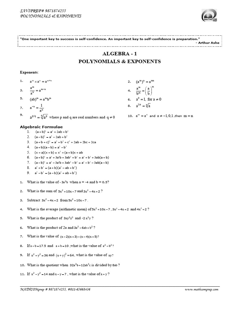1 - Polynomials & Exponents | PDF | Numerical Analysis | Mathematical ...