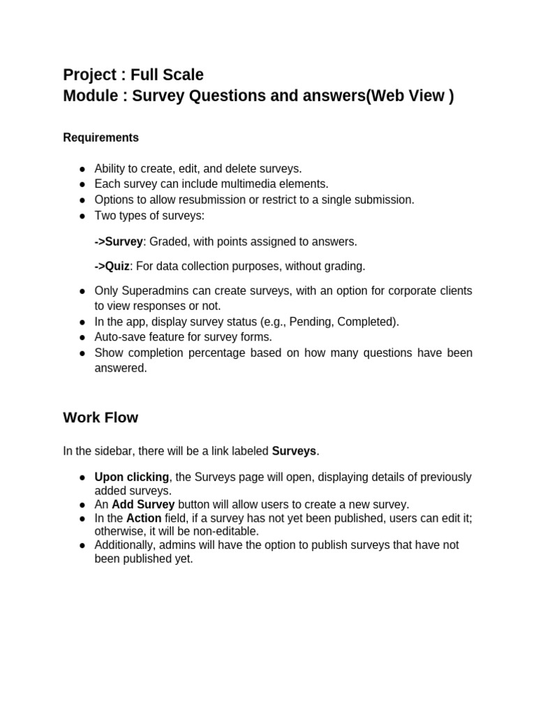 Project - Full Scale Survey Module | PDF