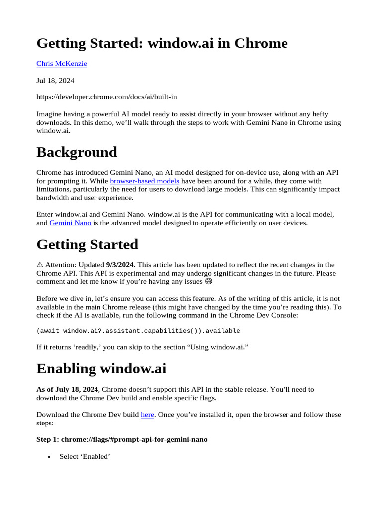 Chrome AI Setup: Gemini Nano Guide | PDF | Software | Computing
