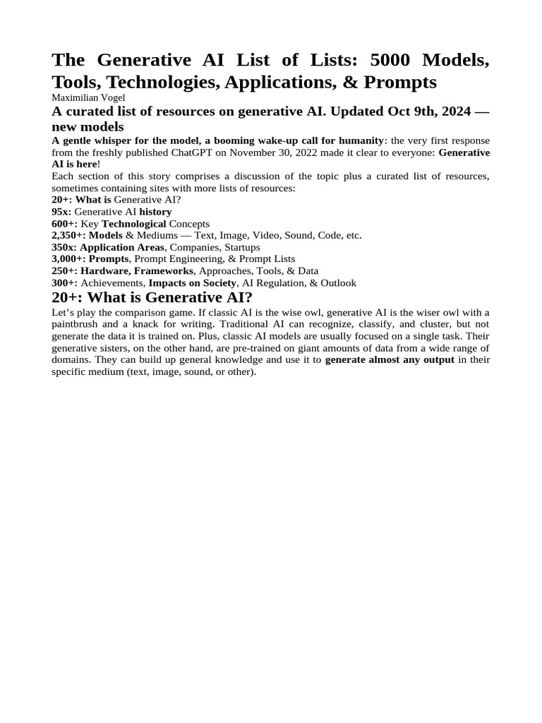 Comprehensive Generative AI Resource List | PDF | Artificial ...