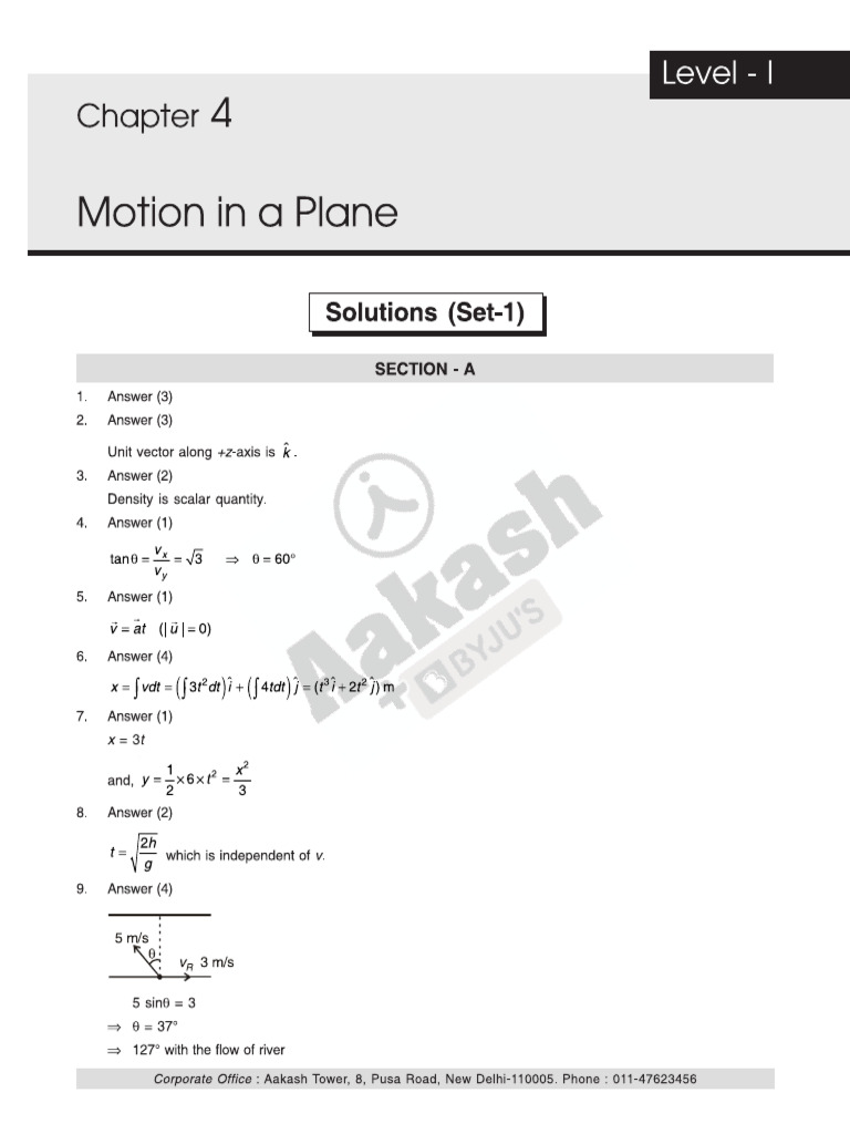 CLS MED 23 24 XI Phy Package 2 Level 1 Chapter 4 | PDF