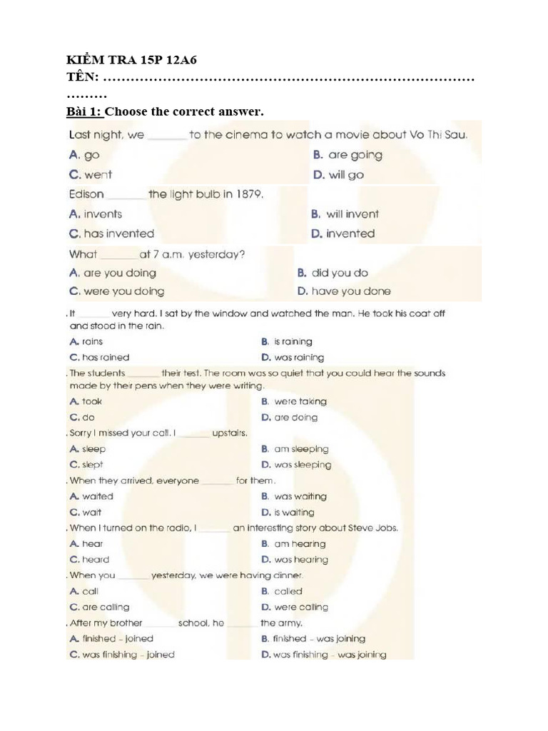 Kiểm Tra 15p Lớp 12a6 | PDF