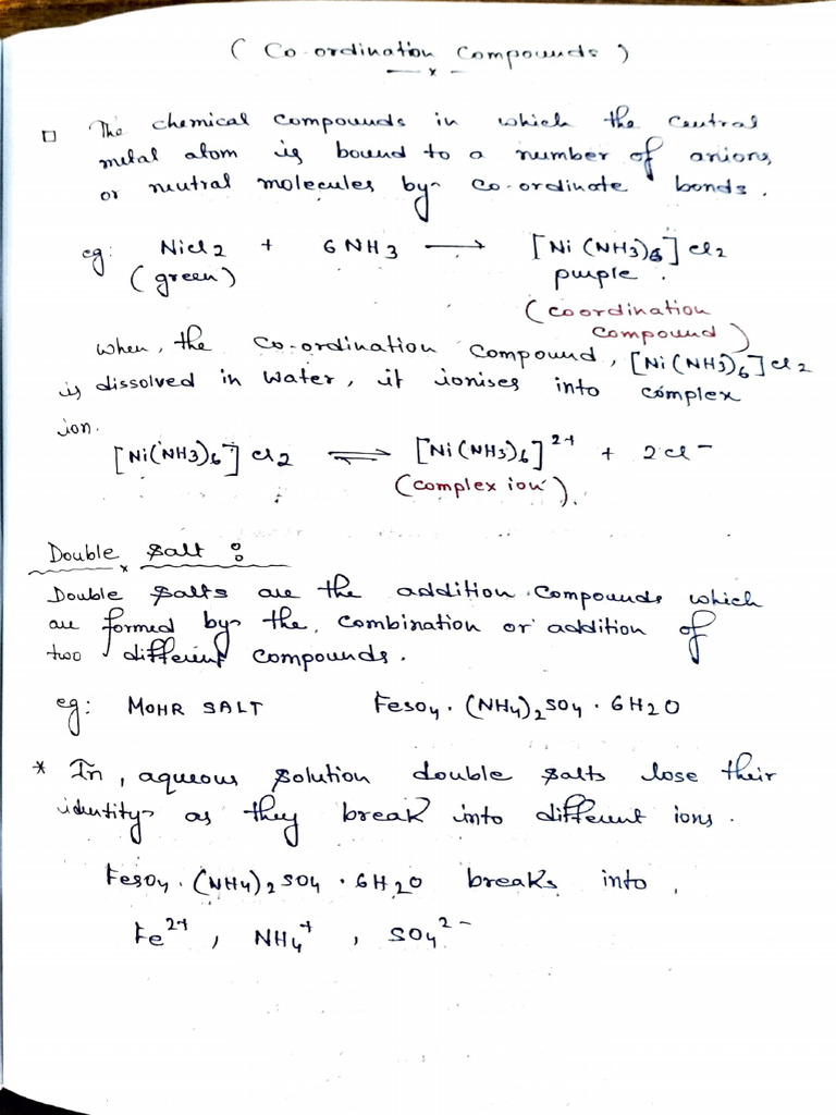 Coordination Compounds (15-11-24) Class 1 | PDF | Coordination Complex | Chemical Compounds