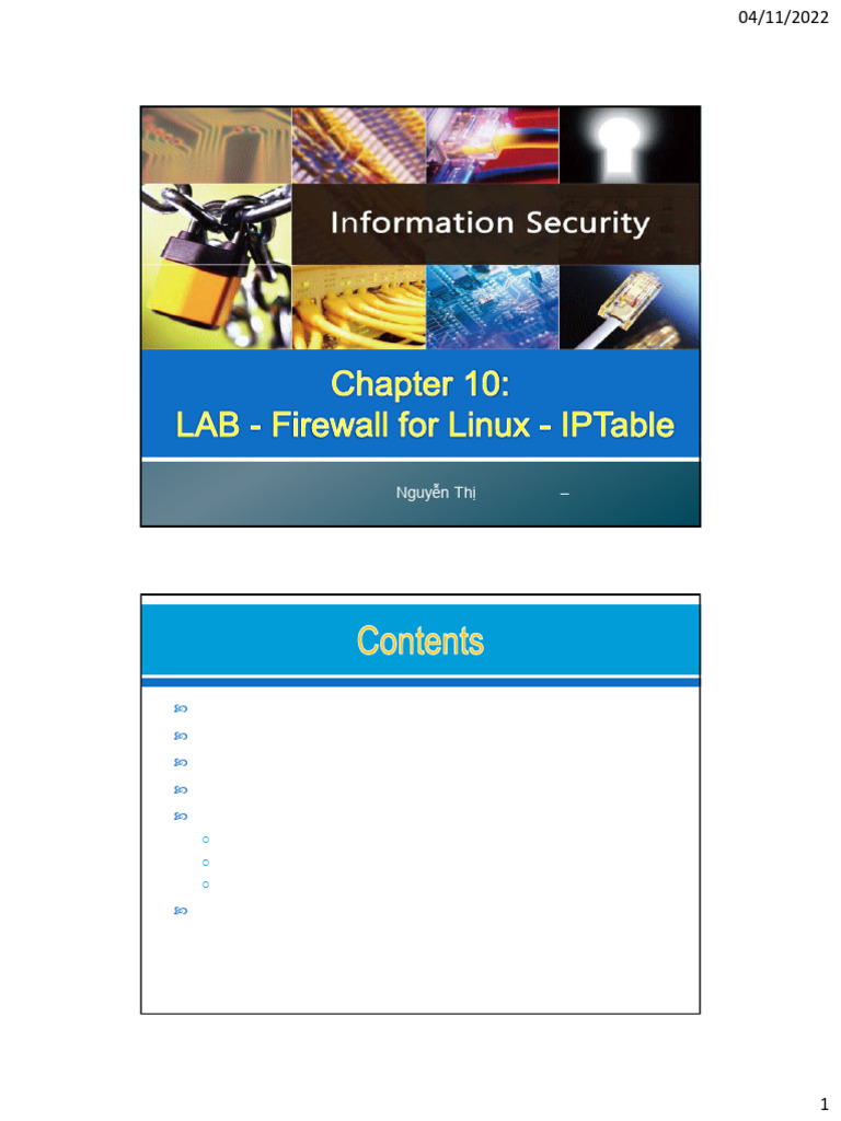 LAB - Chapter 10.1 - Firewall - IPTable | PDF | Firewall (Computing) | Transmission Control Protocol