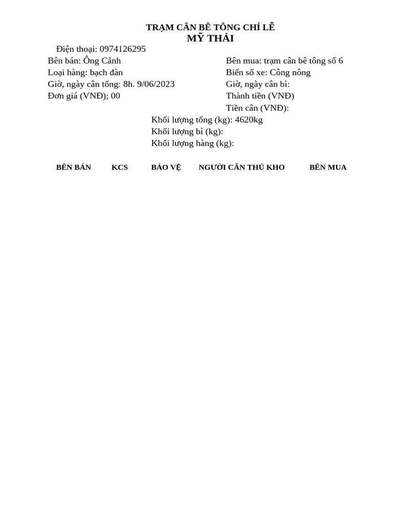 Phieu Can Hang | PDF