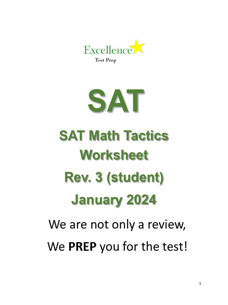 SAT Math Tactics 2024 Student Handout | PDF | Area | Circle