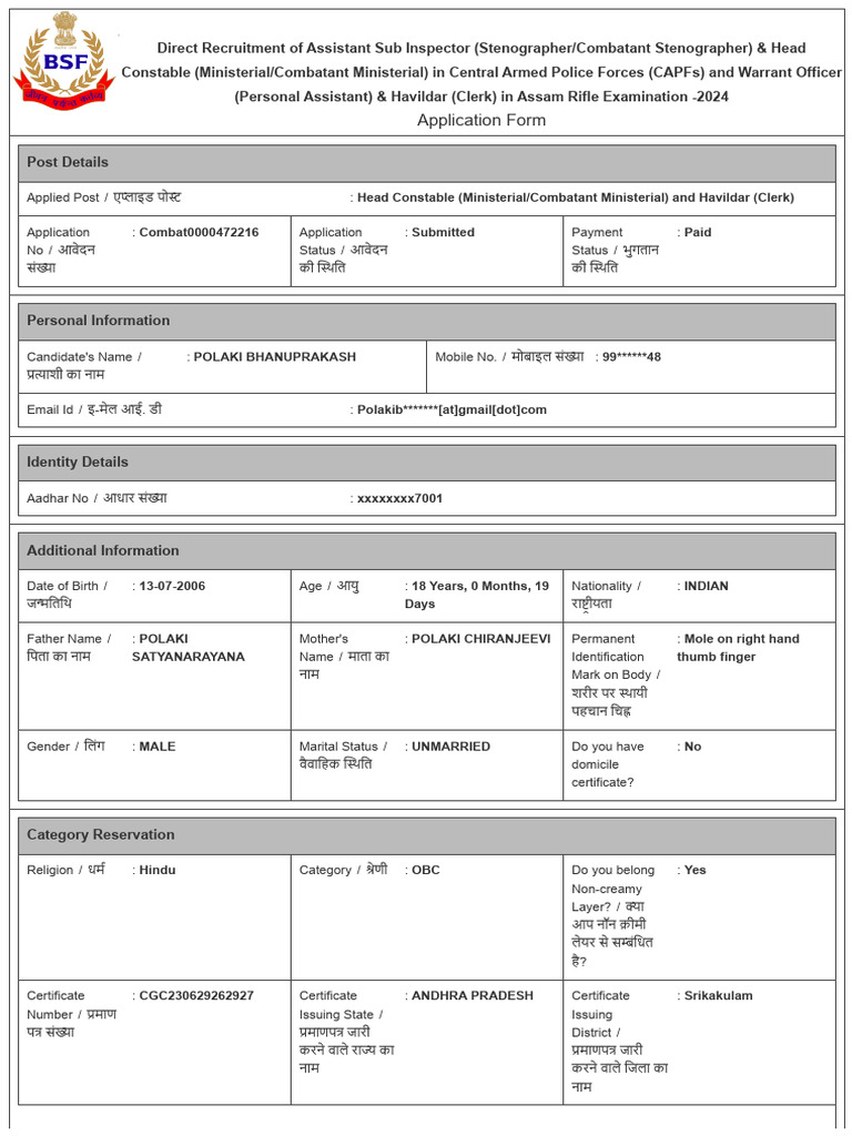 BSF - Preview Registration Form | PDF
