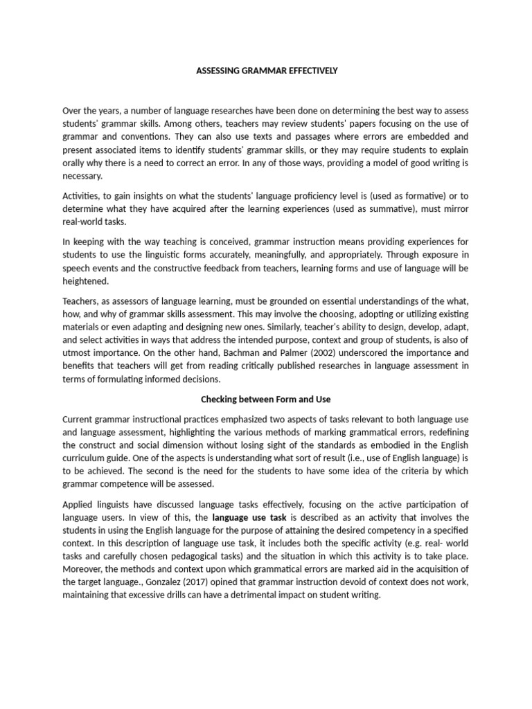 Assessing Grammar Effectively | PDF | Educational Assessment | Grammar