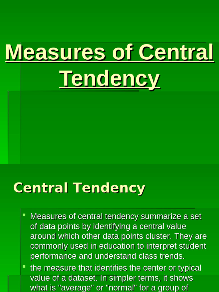 Measures of Central Tendency | PDF | Arithmetic Mean | Mean