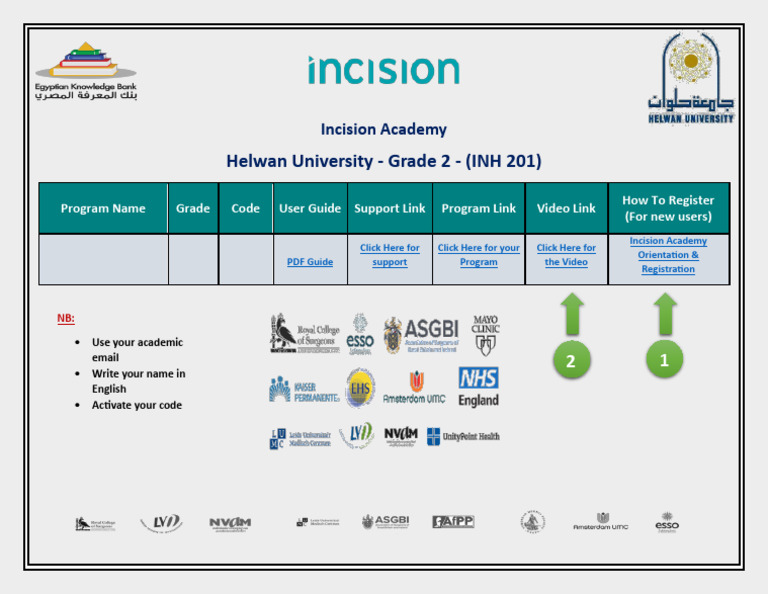 Incision Academy Helwan University Guide | PDF