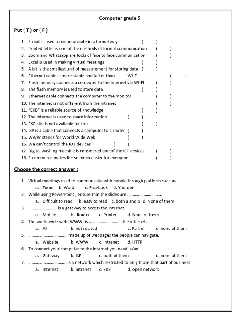Computer Grade 5 | PDF