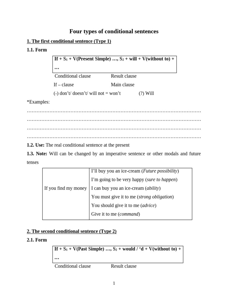 Conditional Sentences 2 | PDF | Sentence (Linguistics) | Grammar