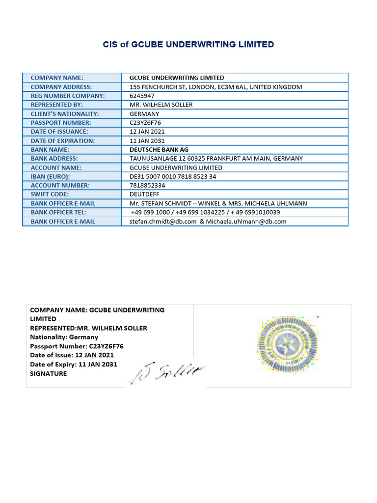 GCUBE Underwriting Limited Overview | PDF
