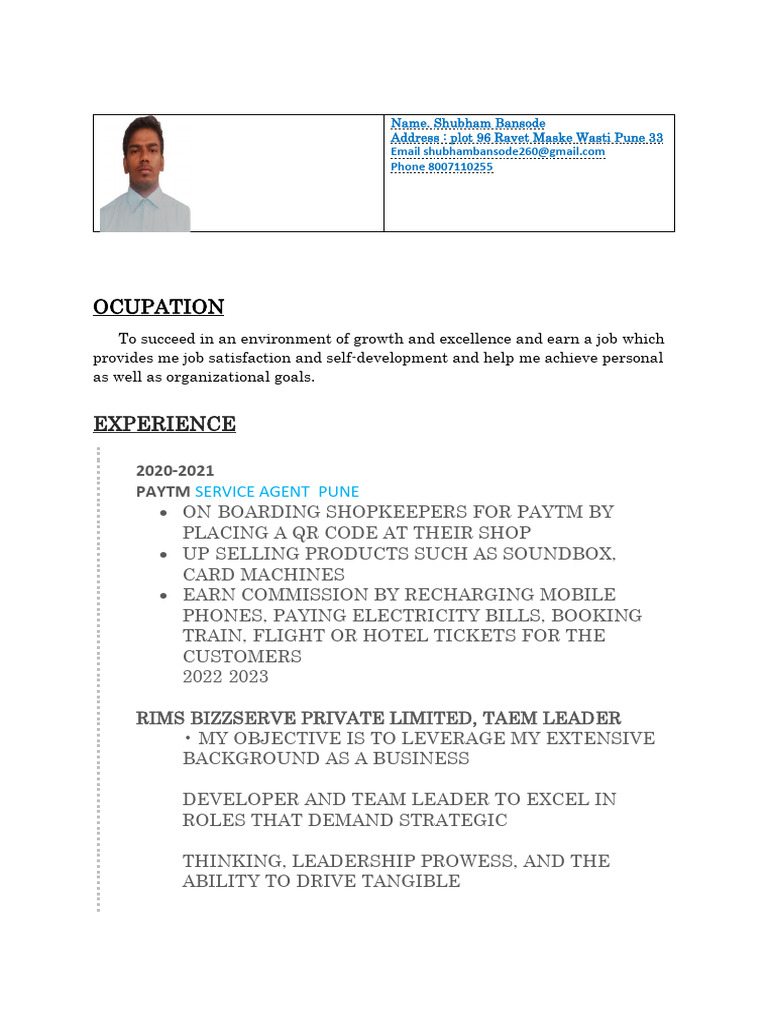 Shubham Resume | PDF | Computing