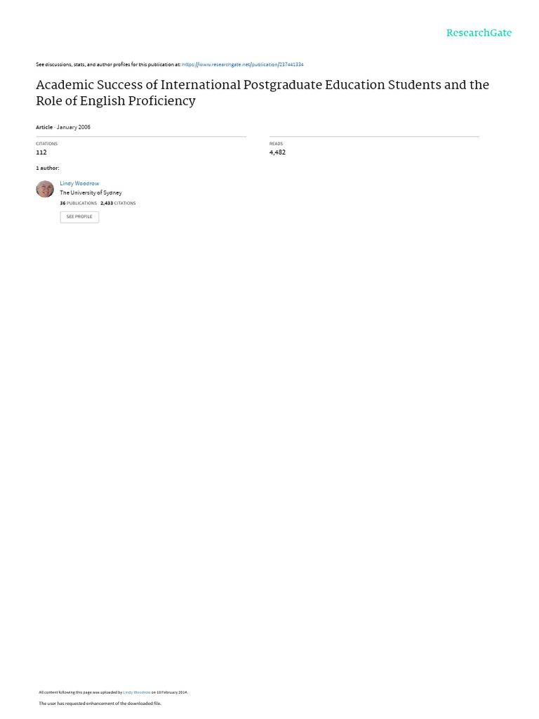 English Proficiency and Academic Success | PDF | International English ...