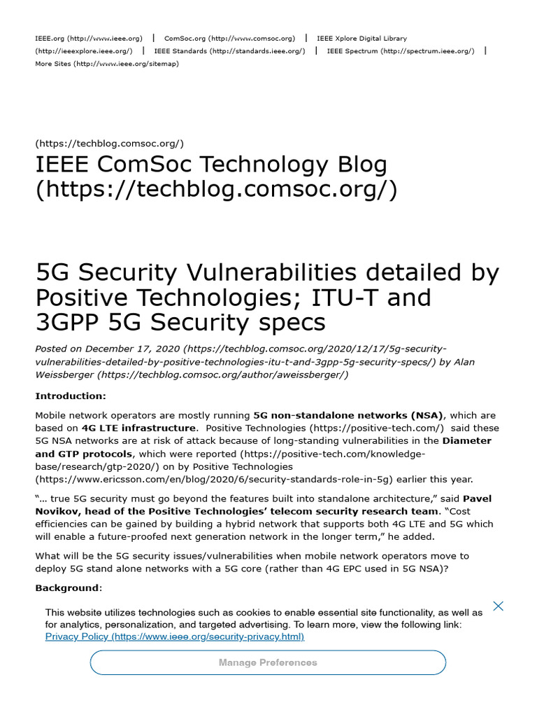 5G Security Vulnerabilities Detailed by Positive Technologies ITU-T and 3GPP 5G Security Specs ...