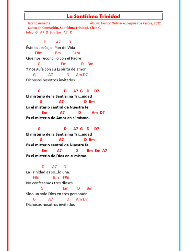 Canto de Comunión: Santísima Trinidad | PDF