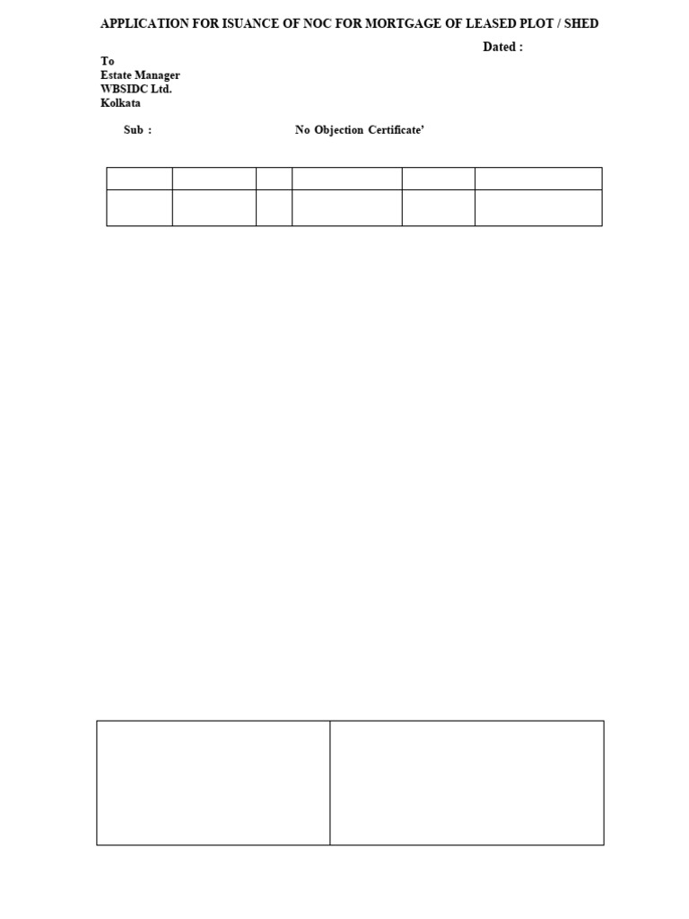 NOC Application for Mortgage of Leased Plot | PDF | Lease | Financial ...