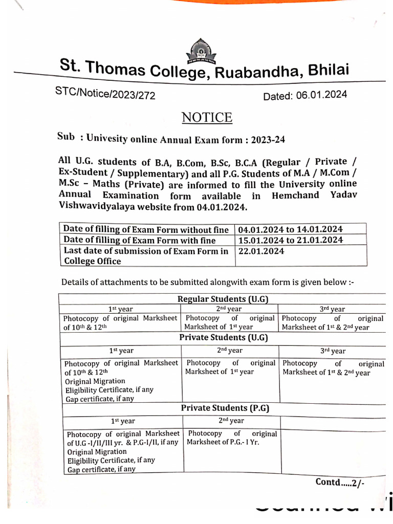 Notice - Annual Exam Form | PDF