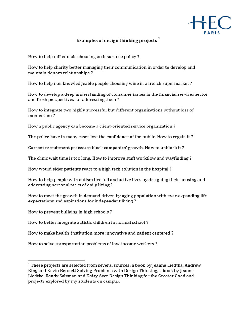 Examples of Design Thinking Projects | PDF