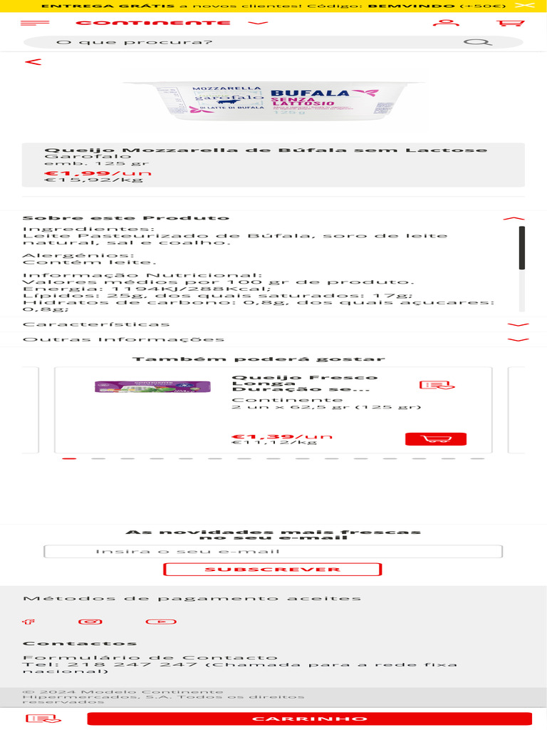 Queijo Mozzarella de Búfala Sem Lactose Garofalo - Emb. 125 GR ...