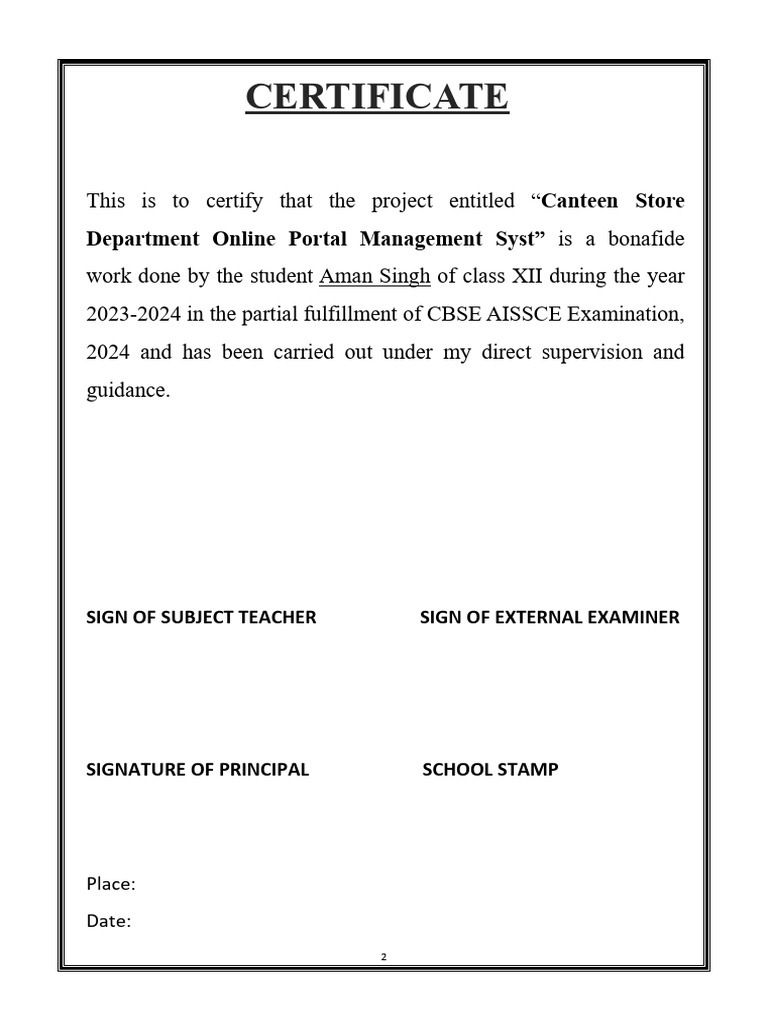 Acknowledgement Certificate | PDF