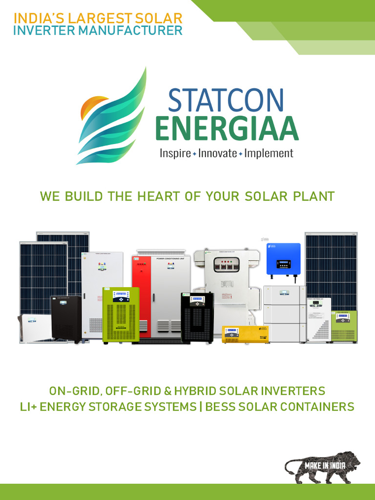 Solar Inverter Catalogue - Statcon Energiaa - 08.07.24 | PDF | Solar ...