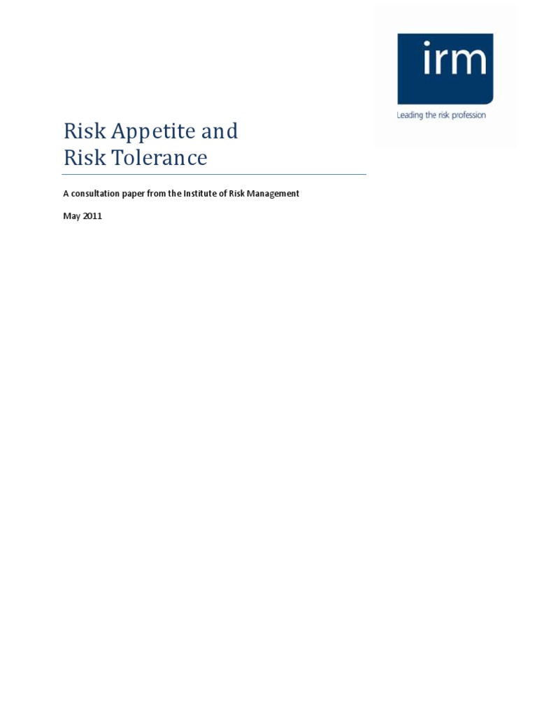 IRM Risk Appetite Consultation Paper Final Web | PDF | Risk Management ...