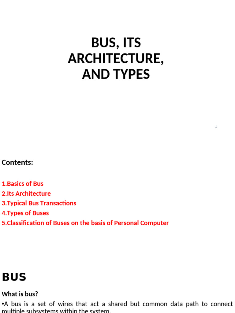 2 - Types of Buses and Bus Architecture | PDF | Input/Output | Central Processing Unit