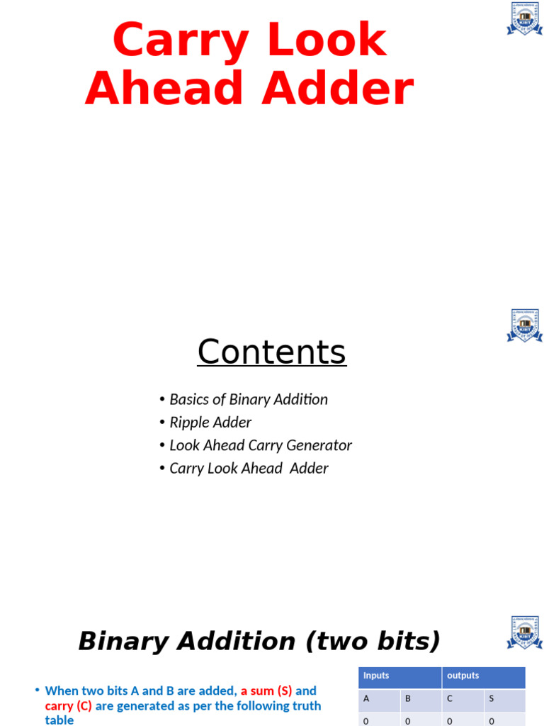 4-Bit Carry Look-Ahead Adder Design | PDF | Electronic Circuits ...