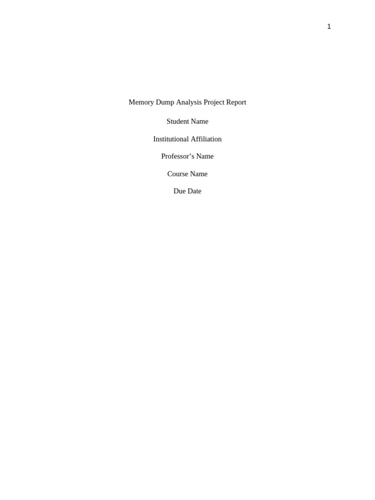 Memory Dump Analysis Project Report - Edited1 | PDF | Computer Data ...