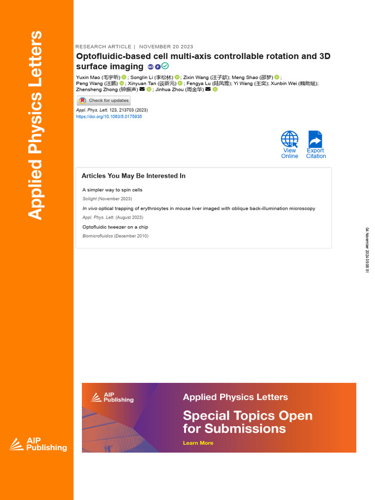 APL-23-Optofluidic-based Cell Multi-Axis Controllable Rotation and 3D ...