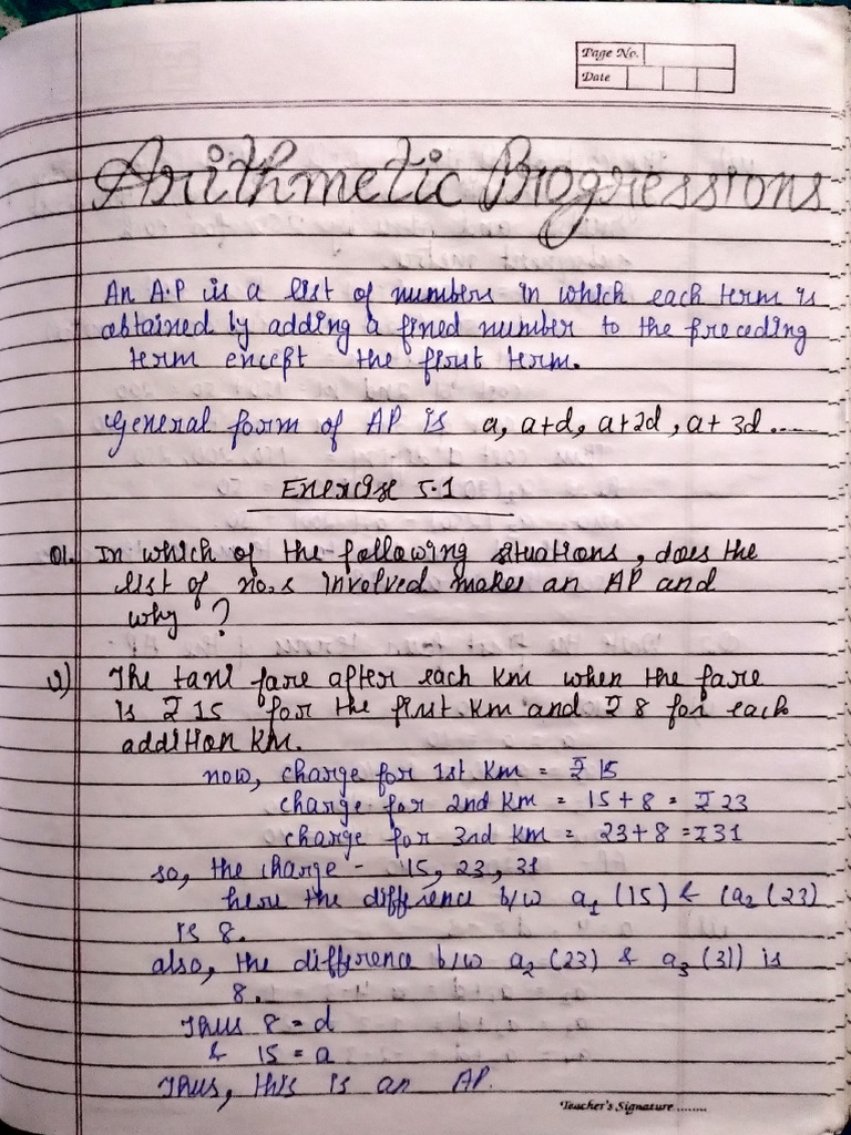 Arithmetic Progressions Best Handwritten Notes All Questions + Extra | PDF