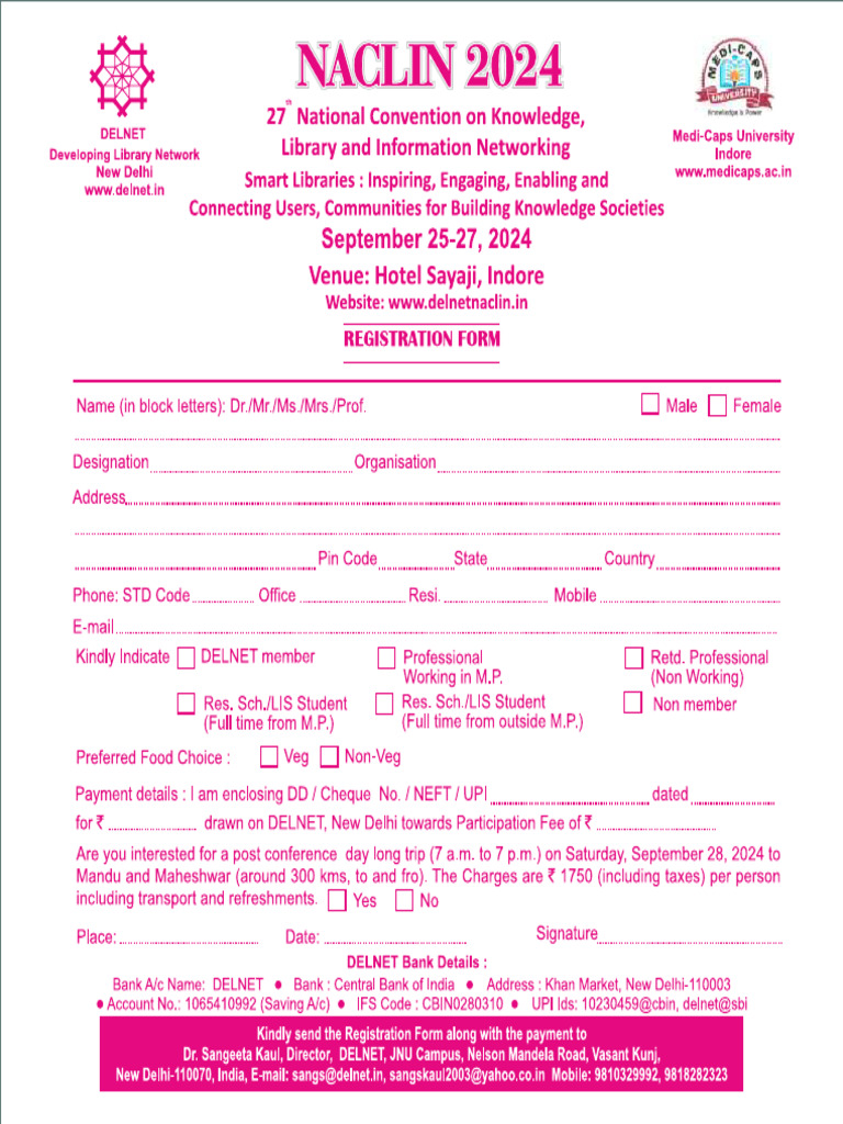 NACLIN 2024-Registration Form | PDF