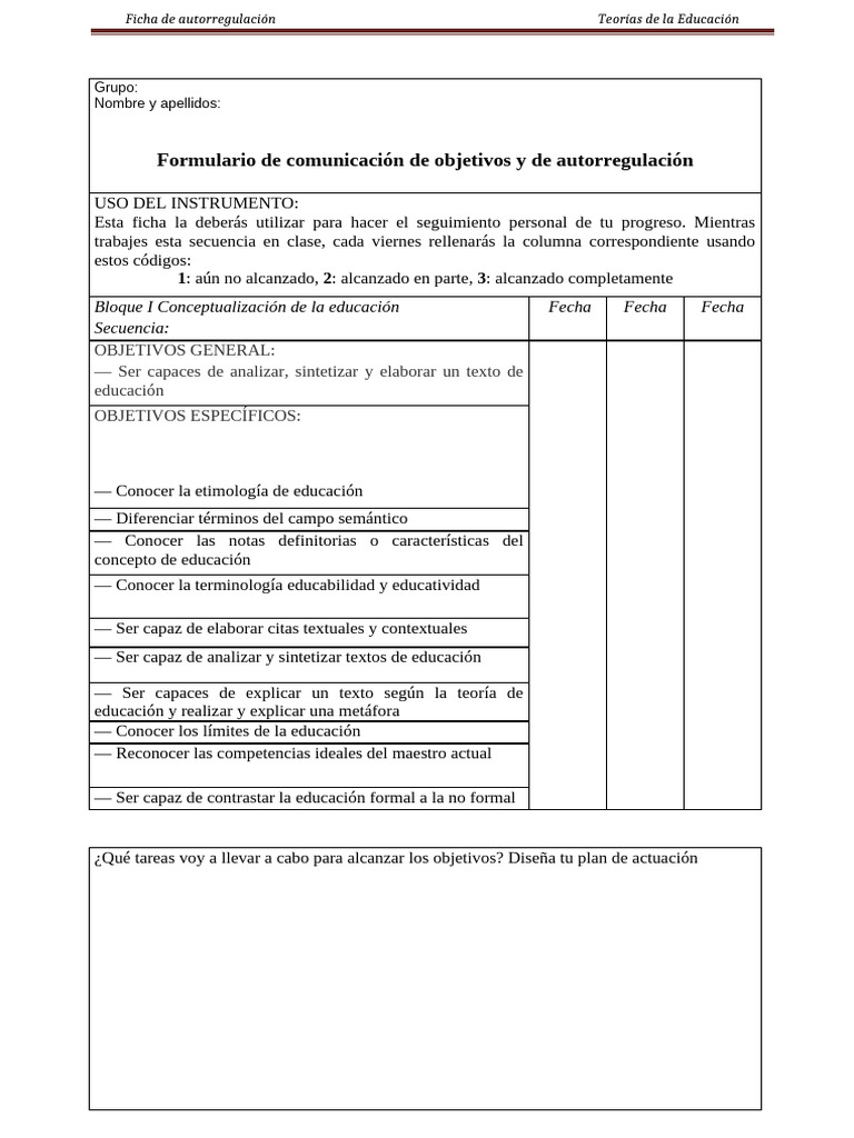 Ficha Autorregulacion Bloque 1 2024 | PDF