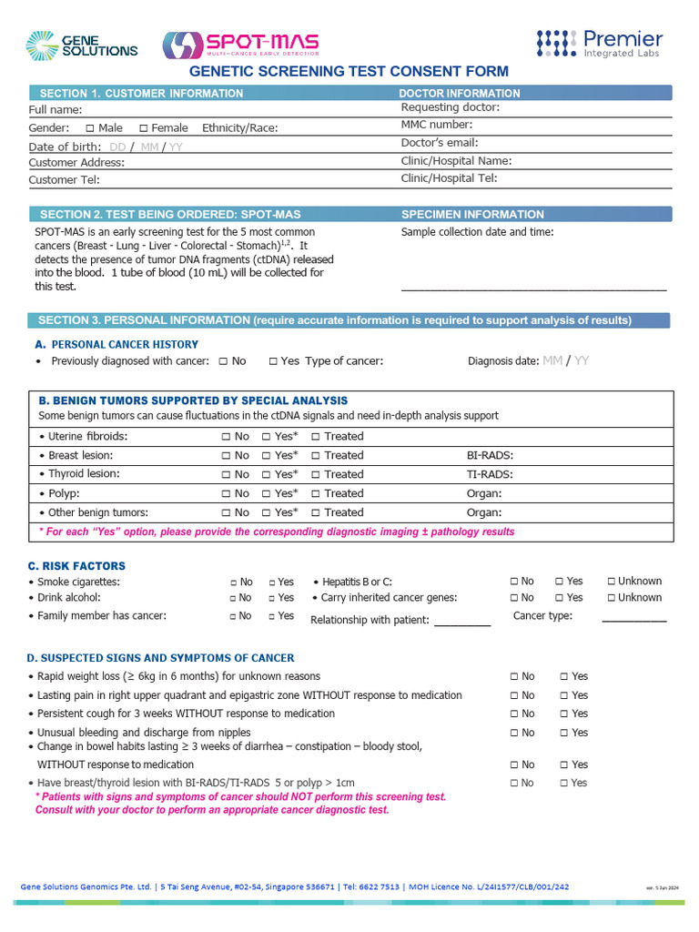 Spotmas CSF Clinical Pil 5 Jun 2024 | PDF | Cancer | Screening (Medicine)