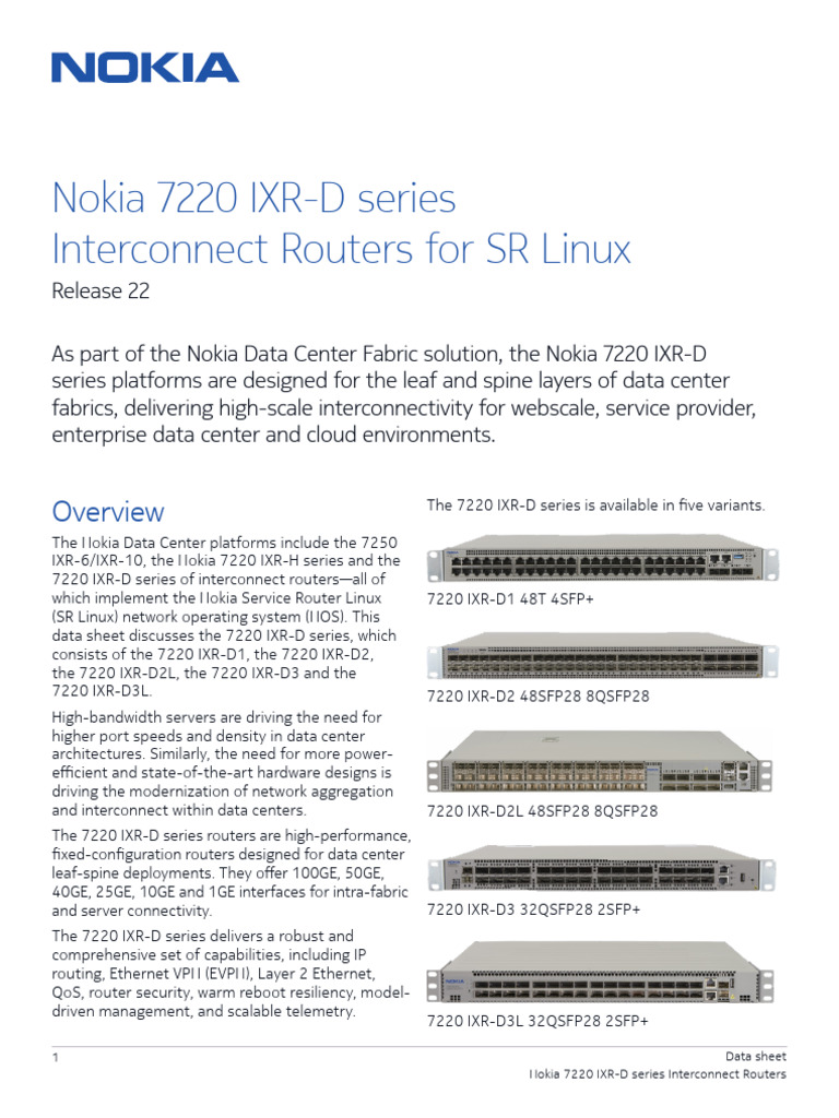 Annexure - 7 - Data Sheet - Nokia - DC - Fabric - 7220 IXR-D-SW - Data ...