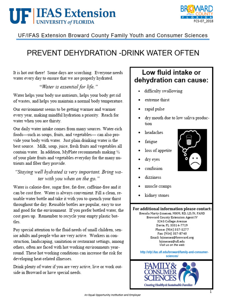 Prevent Dehydration Drink Water Often | PDF | Dehydration | Drinking