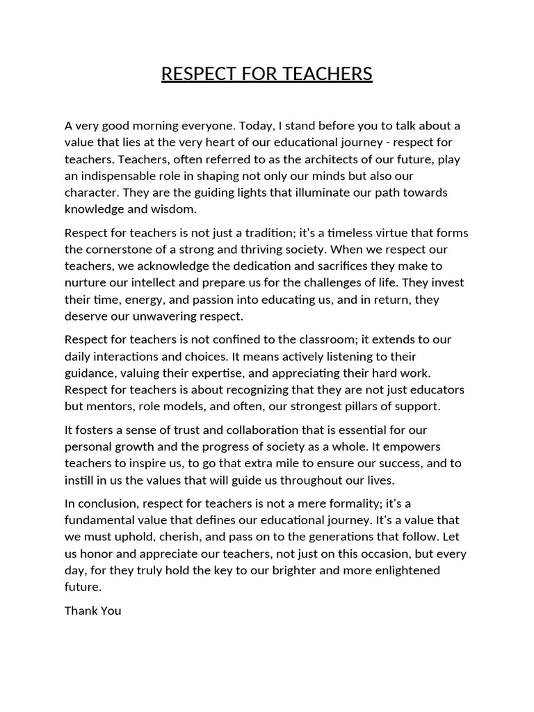 Respect For Teachers | PDF