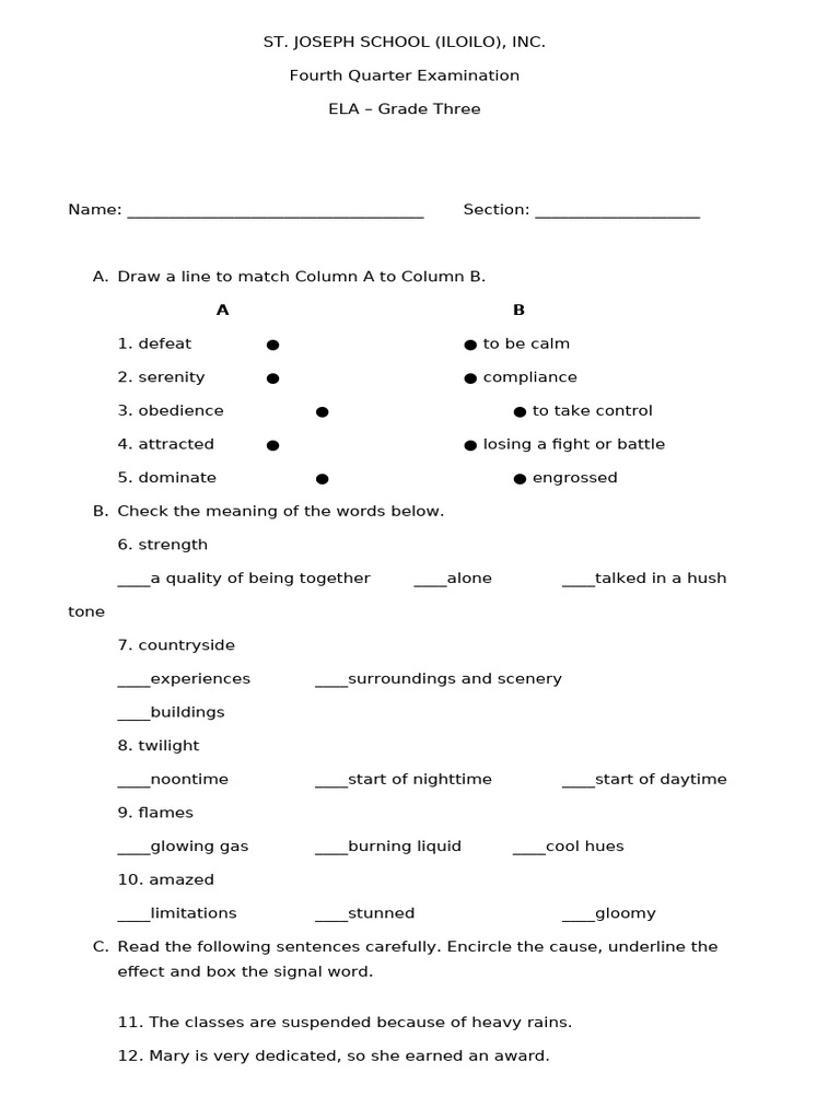 ELA 3 - Fourth Quarter (2020) | PDF | Adverb | Syntax