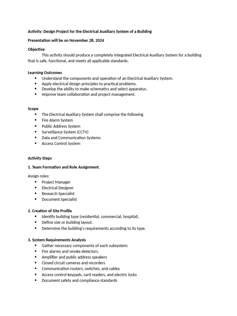 Auxilliary System Sample | PDF
