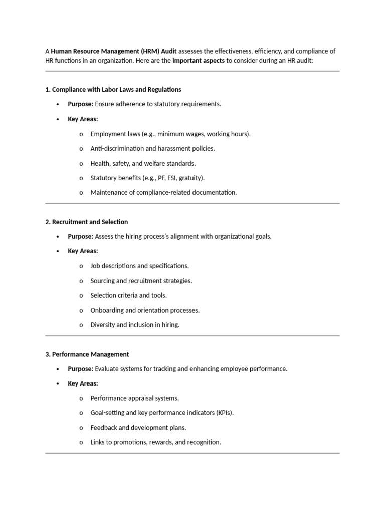 Comprehensive HR Audit Guide | PDF | Human Resource Management | Human ...