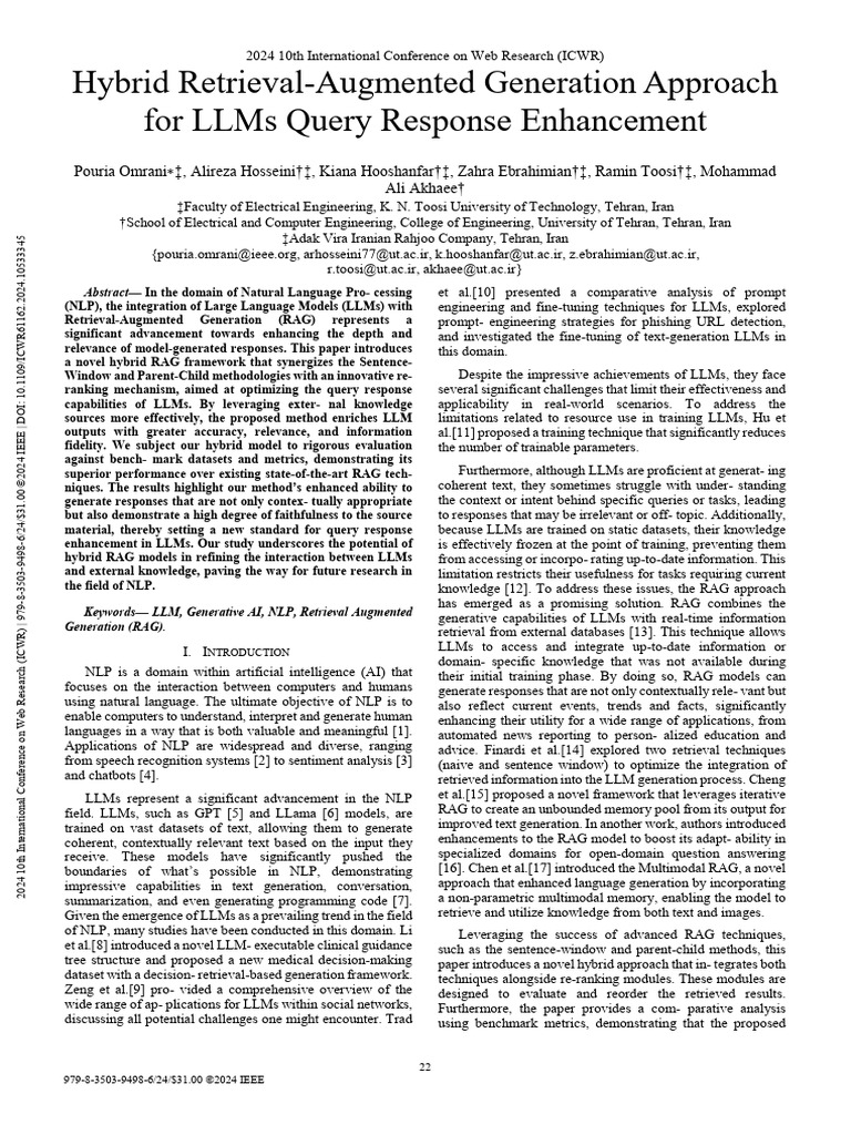 Hybrid Retrieval-Augmented Generation Approach For LLMs Query Response Enhancement | PDF ...