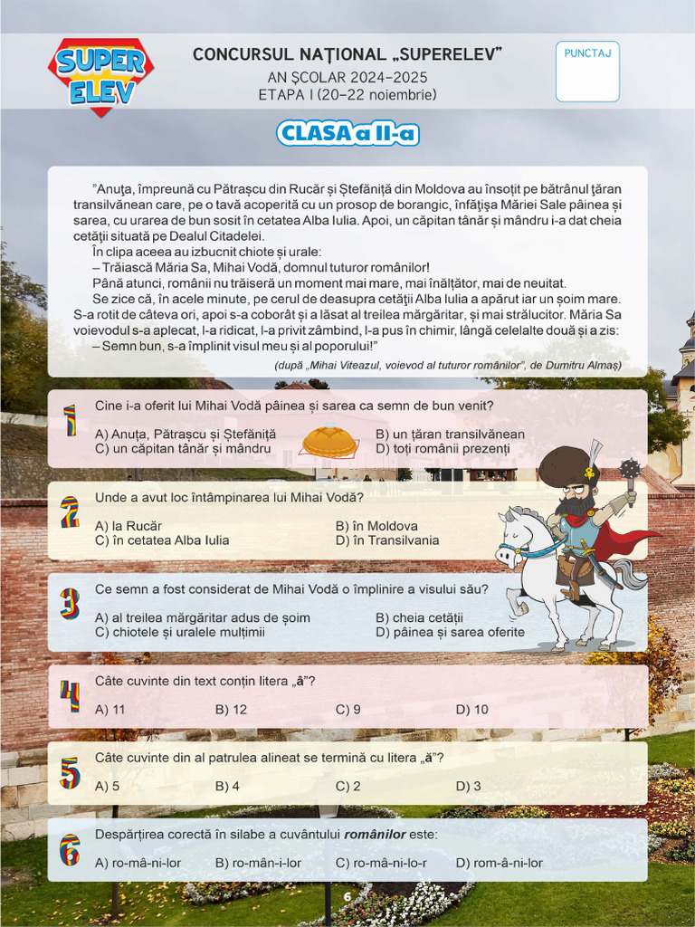 SUPERELEV 2024-2025, Etapa I, Clasa II | PDF