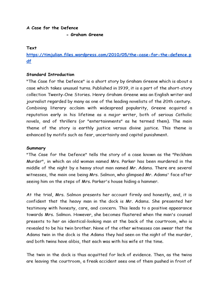 A Case For The Defence | PDF